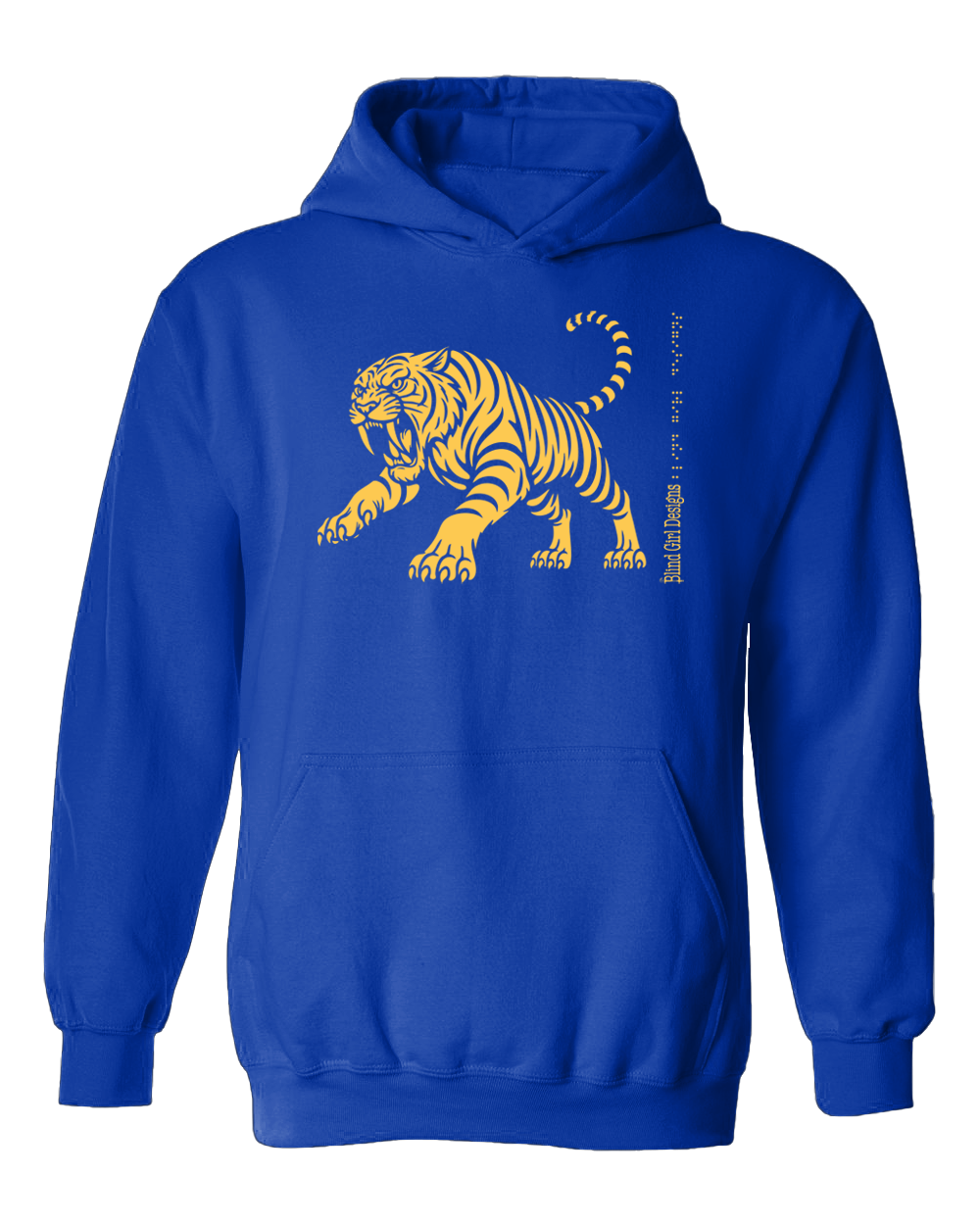 3D Fierce Sabertooth Tiger Hoodie - Royal Blue – Blind Girl Designs