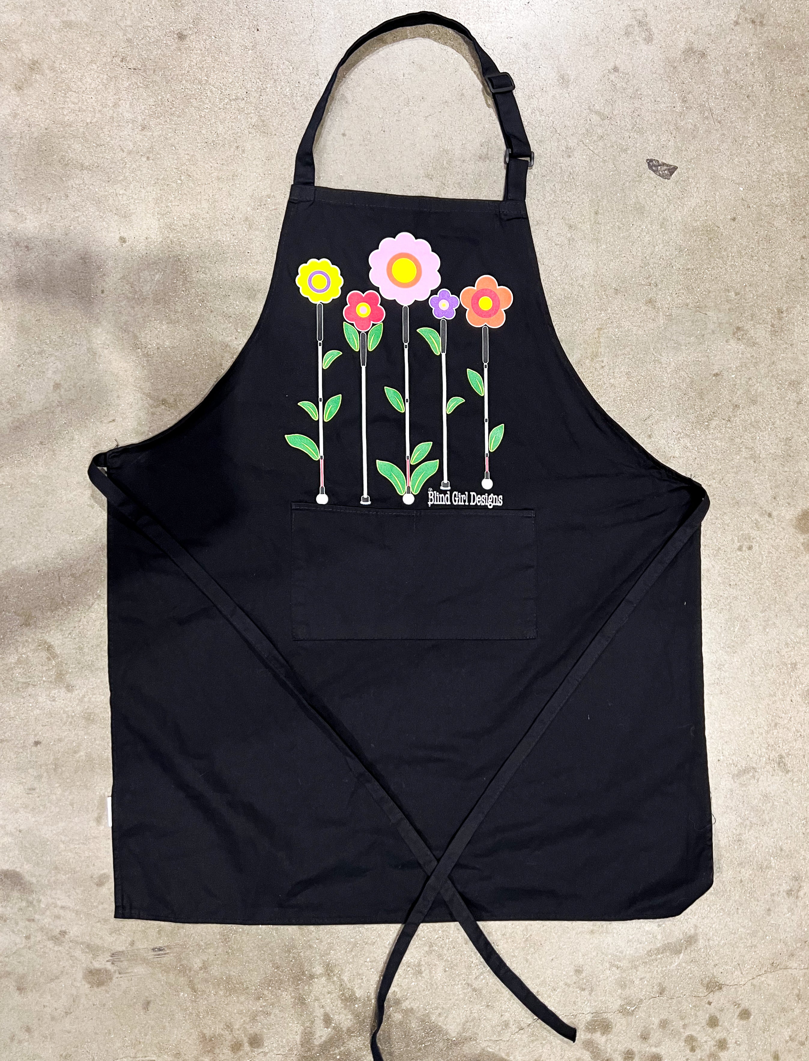 Apron with Colorful White Cane Flower Garden – Blind Girl Designs